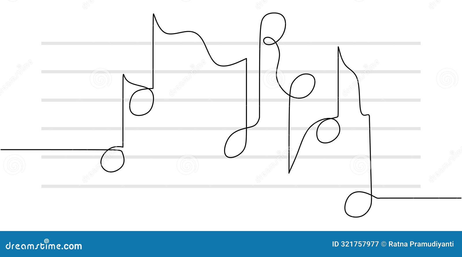 Single Line Drawing of Music Note. Continuous One Hand Drawn Abstract ...