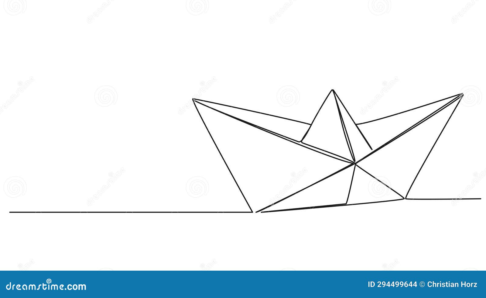 Single Line Drawing of Origami Paper Boat Stock Vector - Illustration ...