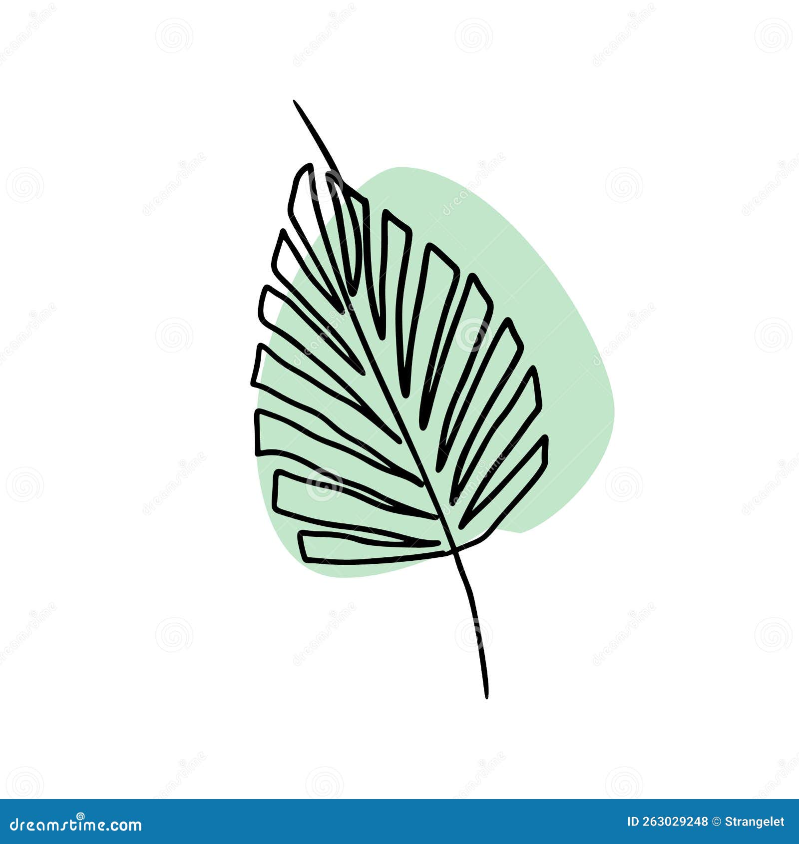 Single Line Drawing of Palm Leaf on White Stock Vector - Illustration ...