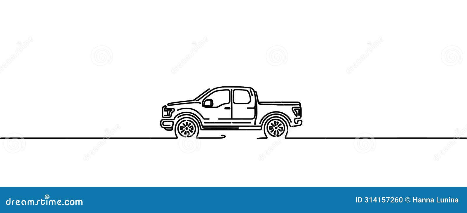Single Line Drawing of a Pickup Truck. One Continuous Line Drawing of a ...