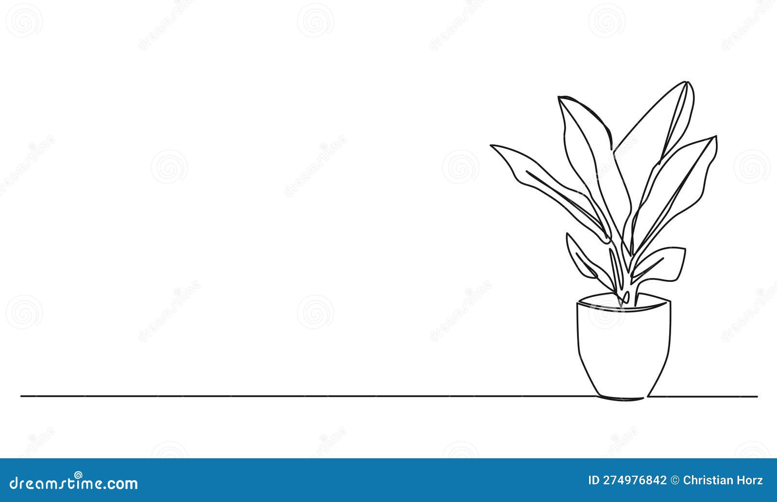 Single Line Drawing of Potted Plant Stock Vector - Illustration of ...
