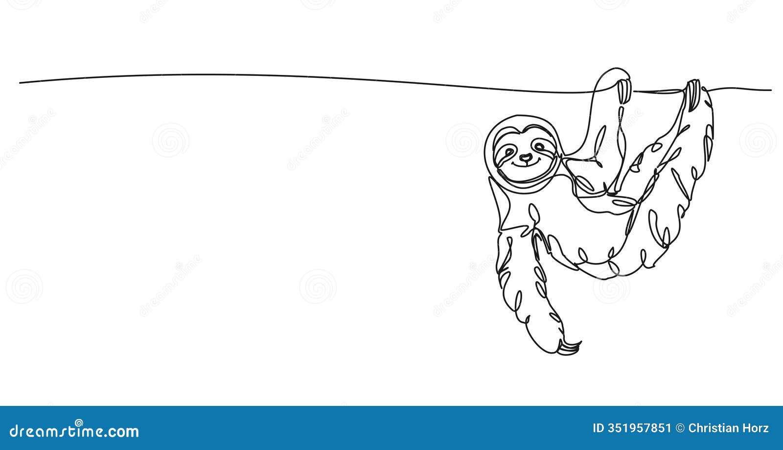 Single Line Drawing of a Sloth Stock Illustration - Illustration of ...