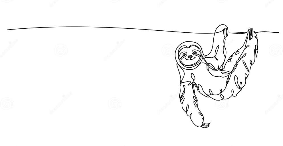 Single Line Drawing of a Sloth Stock Illustration - Illustration of ...