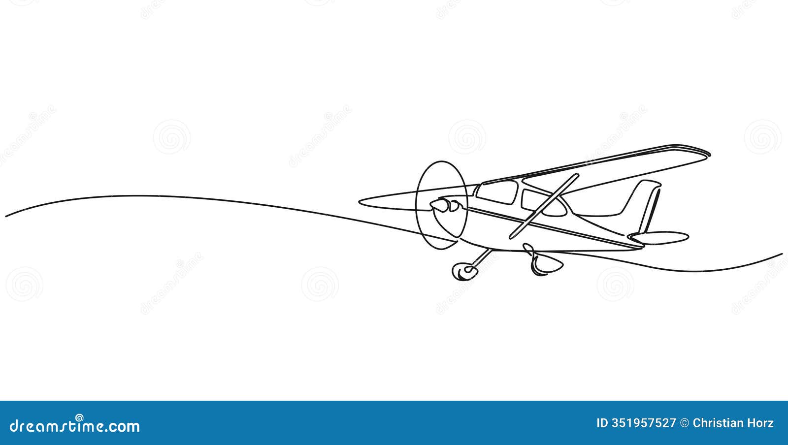 Single Line Drawing of Small Propeller Airplane in Flight Stock ...