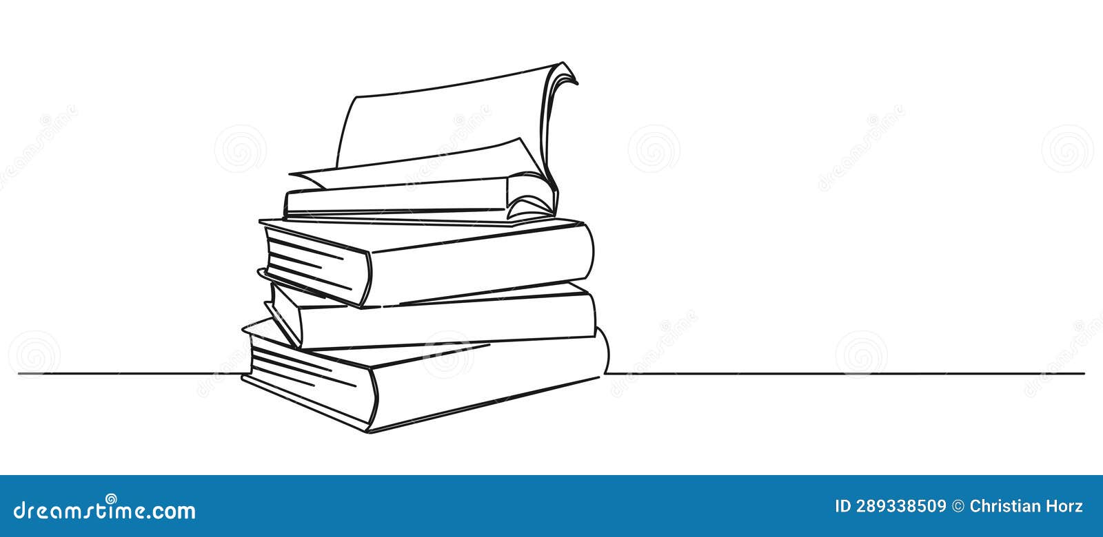 Single Line Drawing of Stack of Books Stock Vector - Illustration of ...