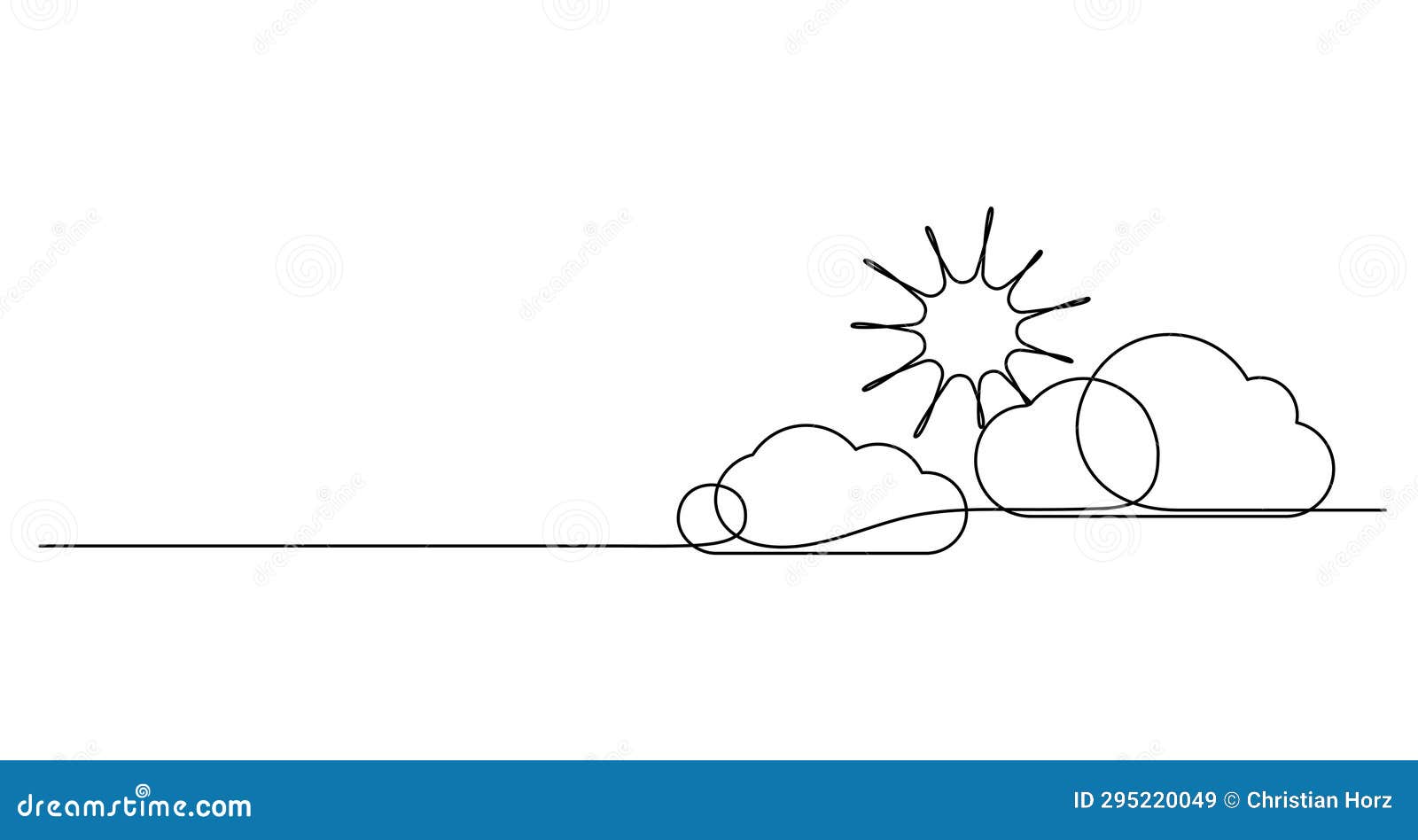 Single Line Drawing of Sun Above Clouds Stock Vector - Illustration of ...