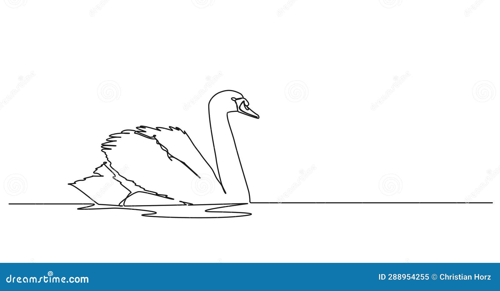 Single Line Drawing of Swan on Water Stock Illustration - Illustration ...