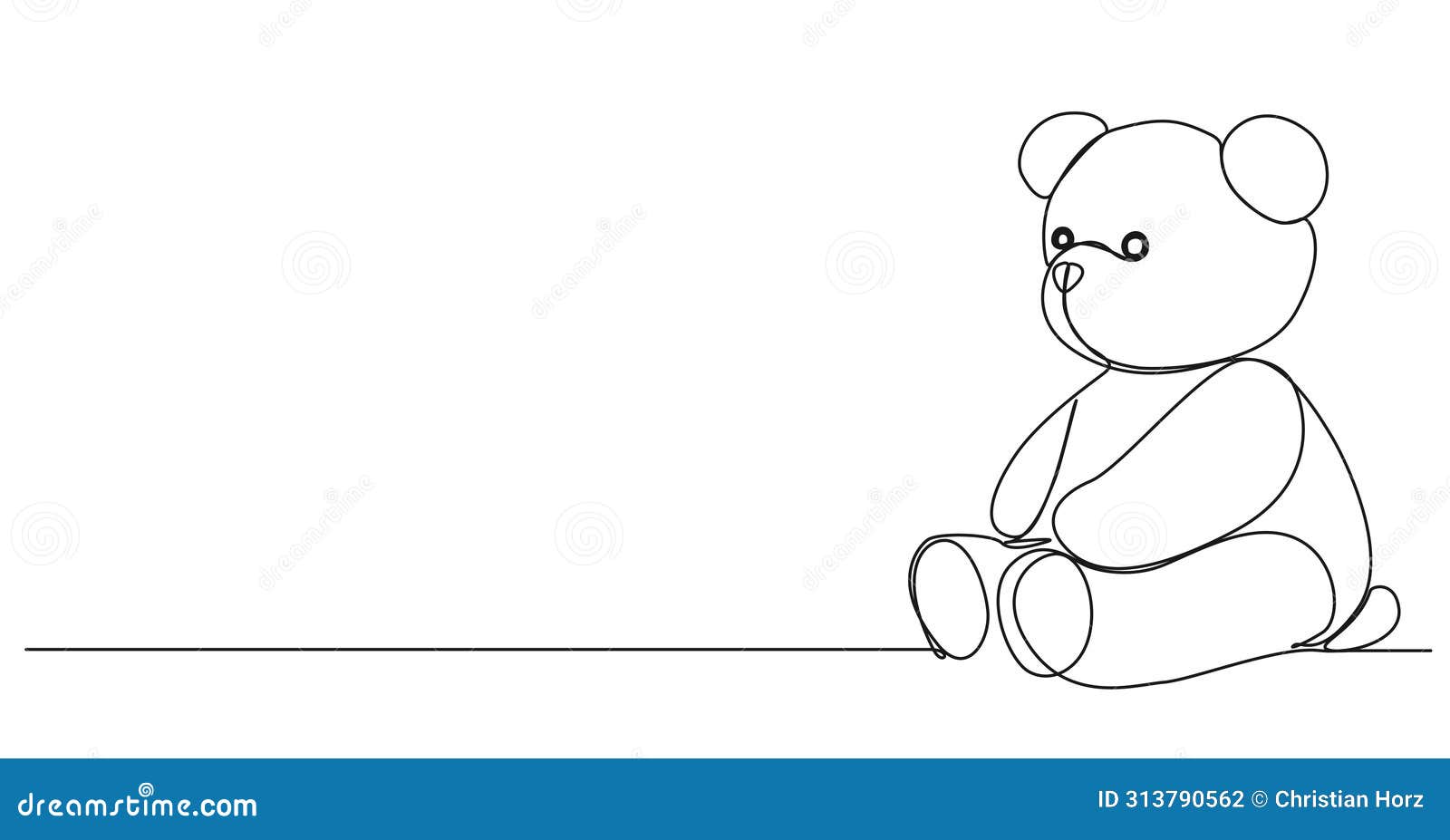 Single Line Drawing of Teddy Bear Stock Vector - Illustration of object ...