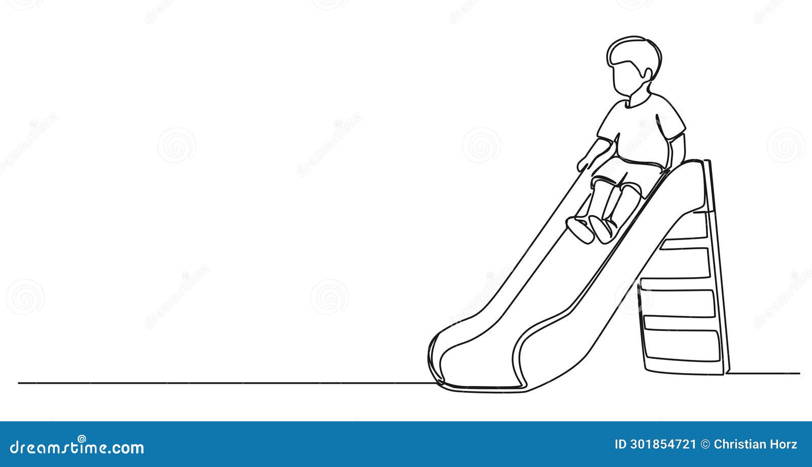 Single Line Drawing of Toddler on Slide Stock Vector - Illustration of ...