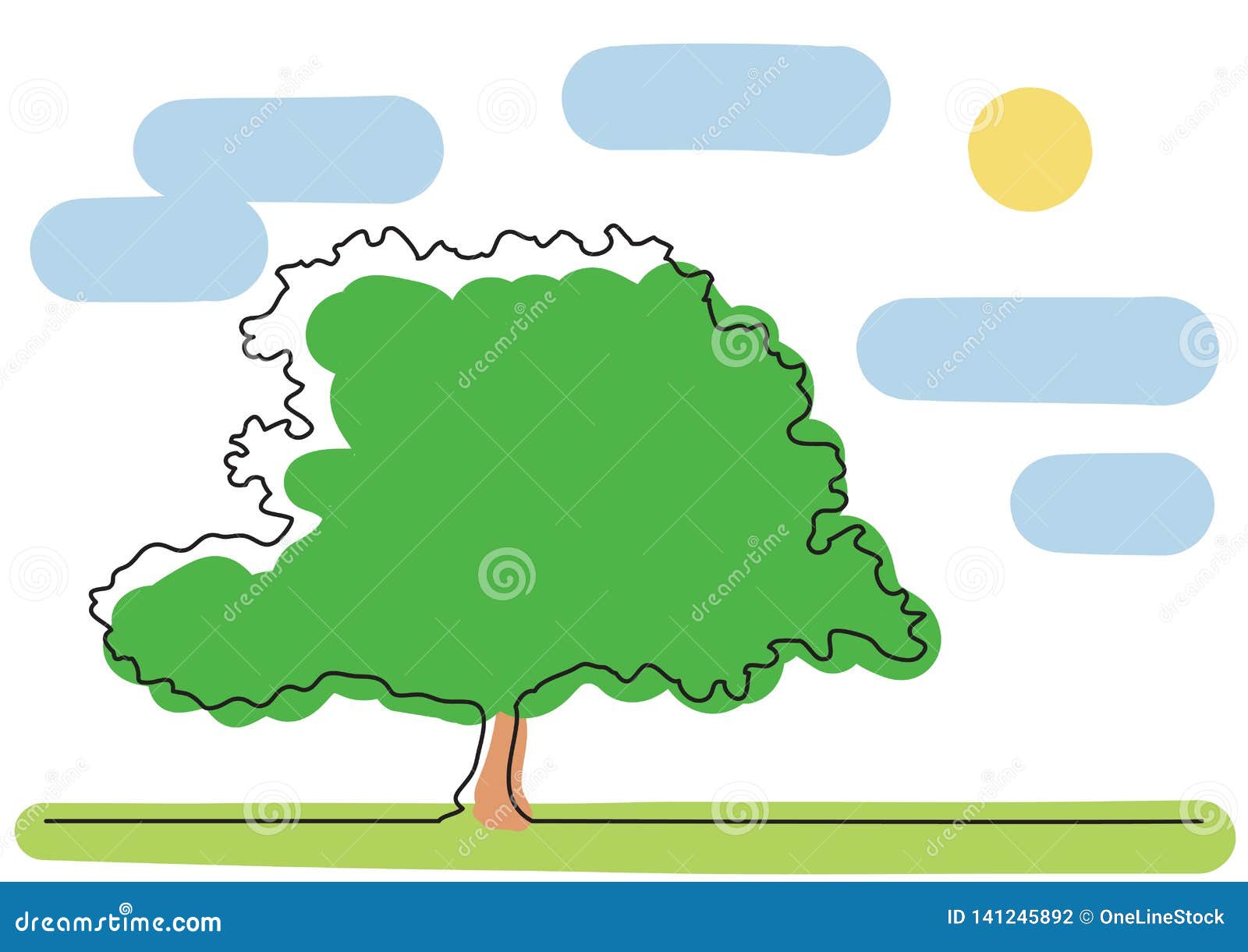 Single Line Drawing of Tree Stock Vector - Illustration of forest ...