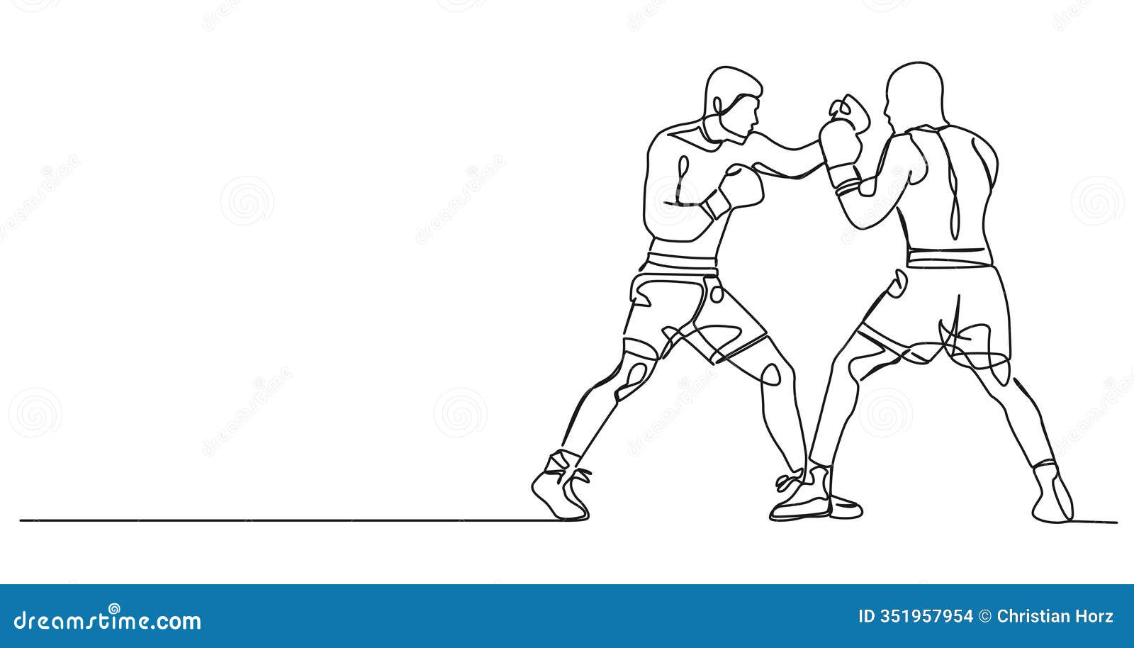Single Line Drawing of Two Boxers Fighting Stock Illustration ...