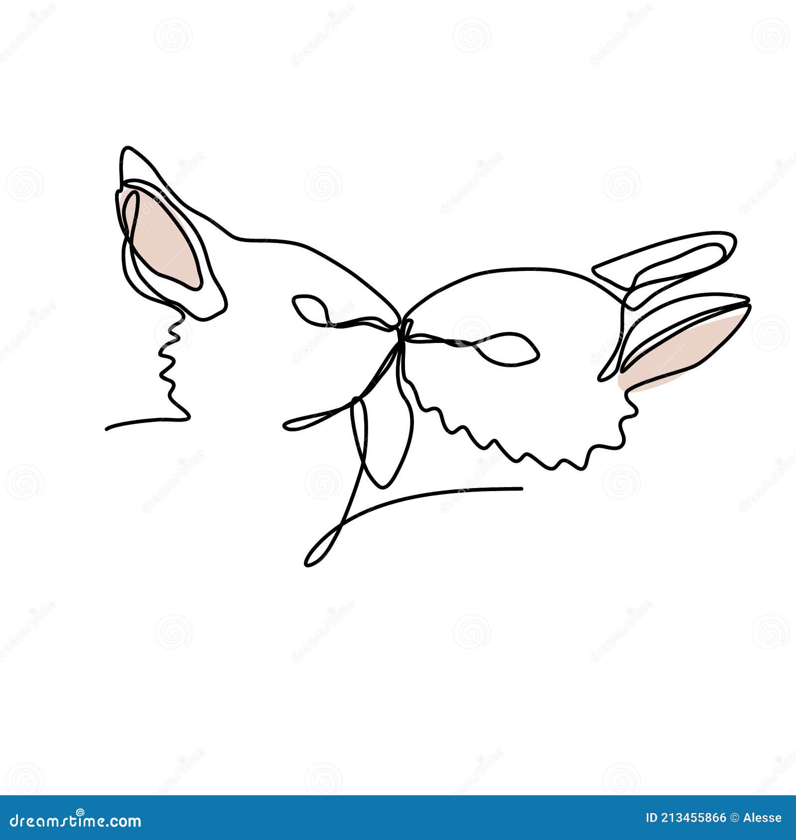 Single Line Drawing, Two Rabbits Vector Illustration | CartoonDealer ...