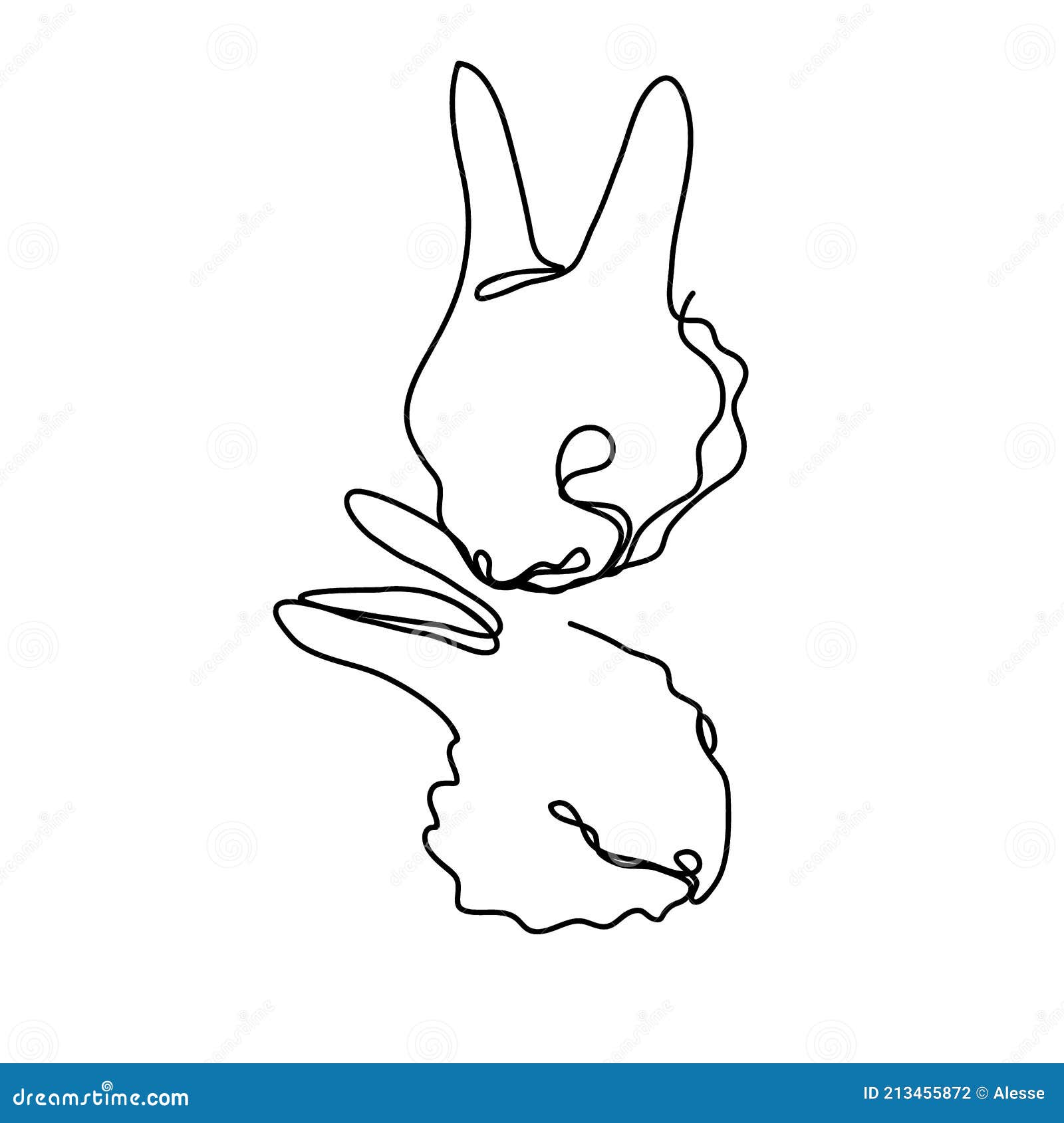 Single Line Drawing, Two Rabbits Stock Vector - Illustration of hare ...