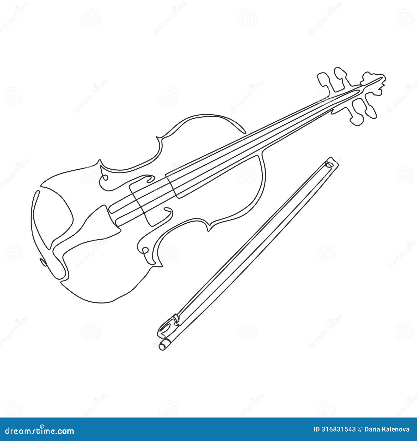 A Single Line Drawing of a Violin. Continuous Line Violin Icon Stock ...
