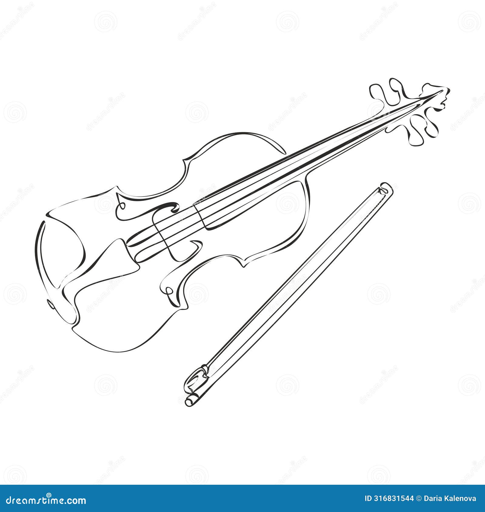 A Single Line Drawing of a Violin. Continuous Line Violin Icon Stock ...