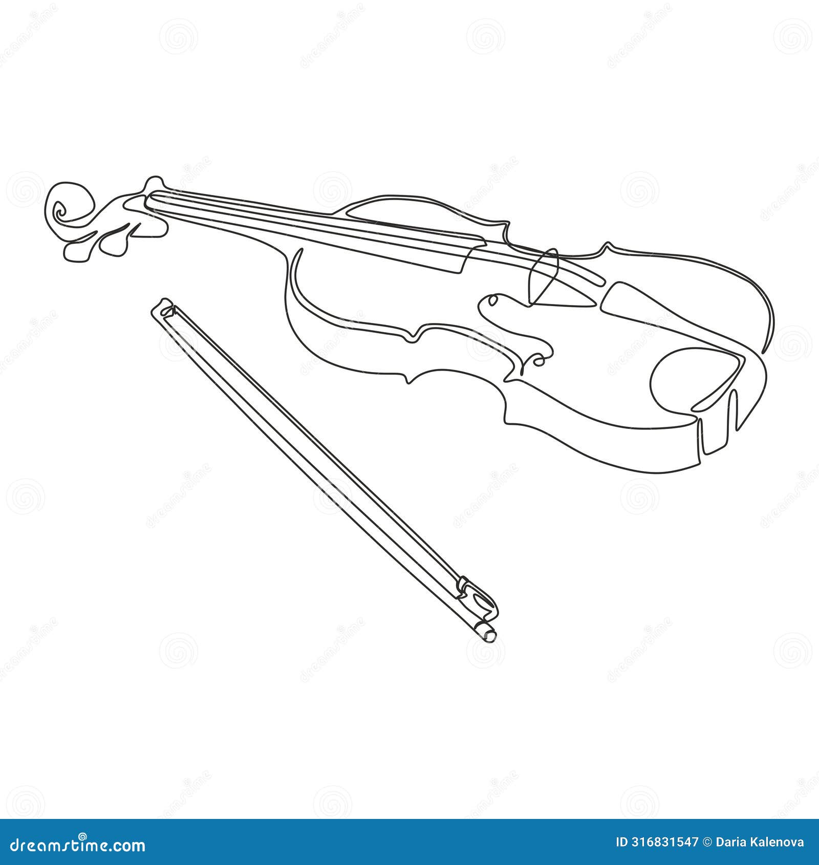 A Single Line Drawing of a Violin. Continuous Line Violin Icon Stock ...