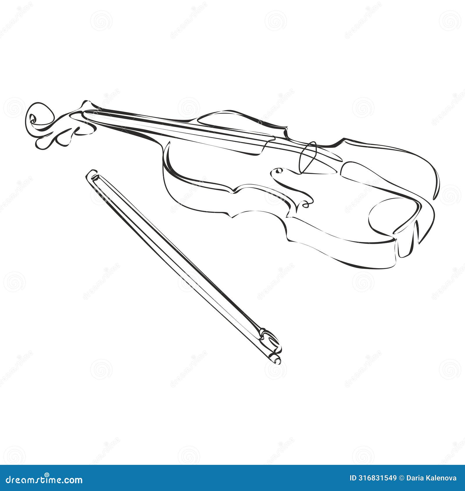 A Single Line Drawing of a Violin. Continuous Line Violin Icon Stock ...