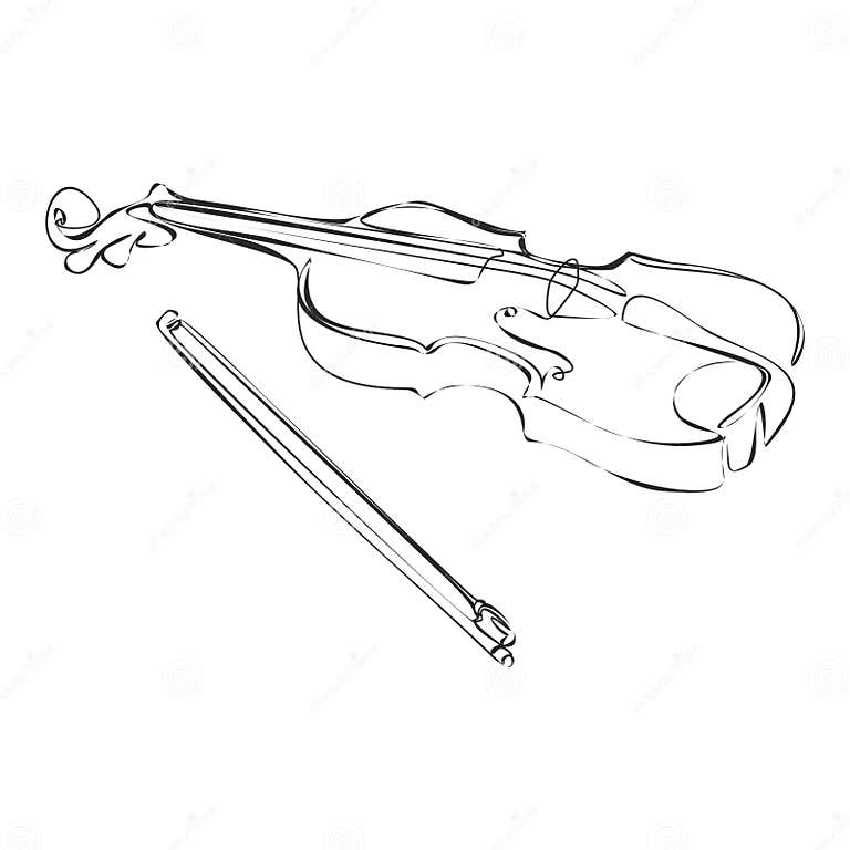 A Single Line Drawing of a Violin. Continuous Line Violin Icon Stock ...