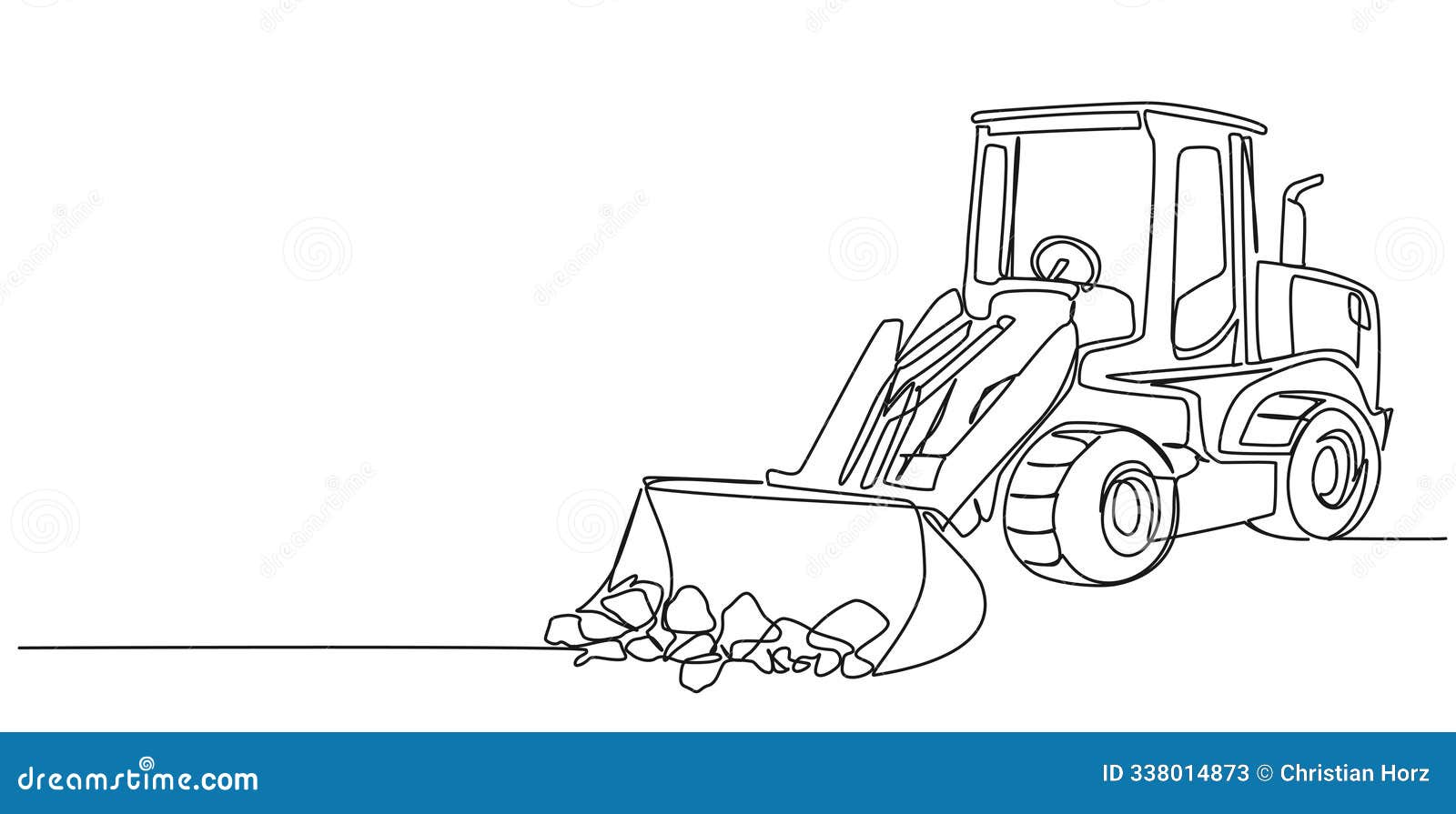 Single Line Drawing of a Wheel Loader Stock Illustration - Illustration ...