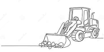 Single Line Drawing of a Wheel Loader Stock Illustration - Illustration ...