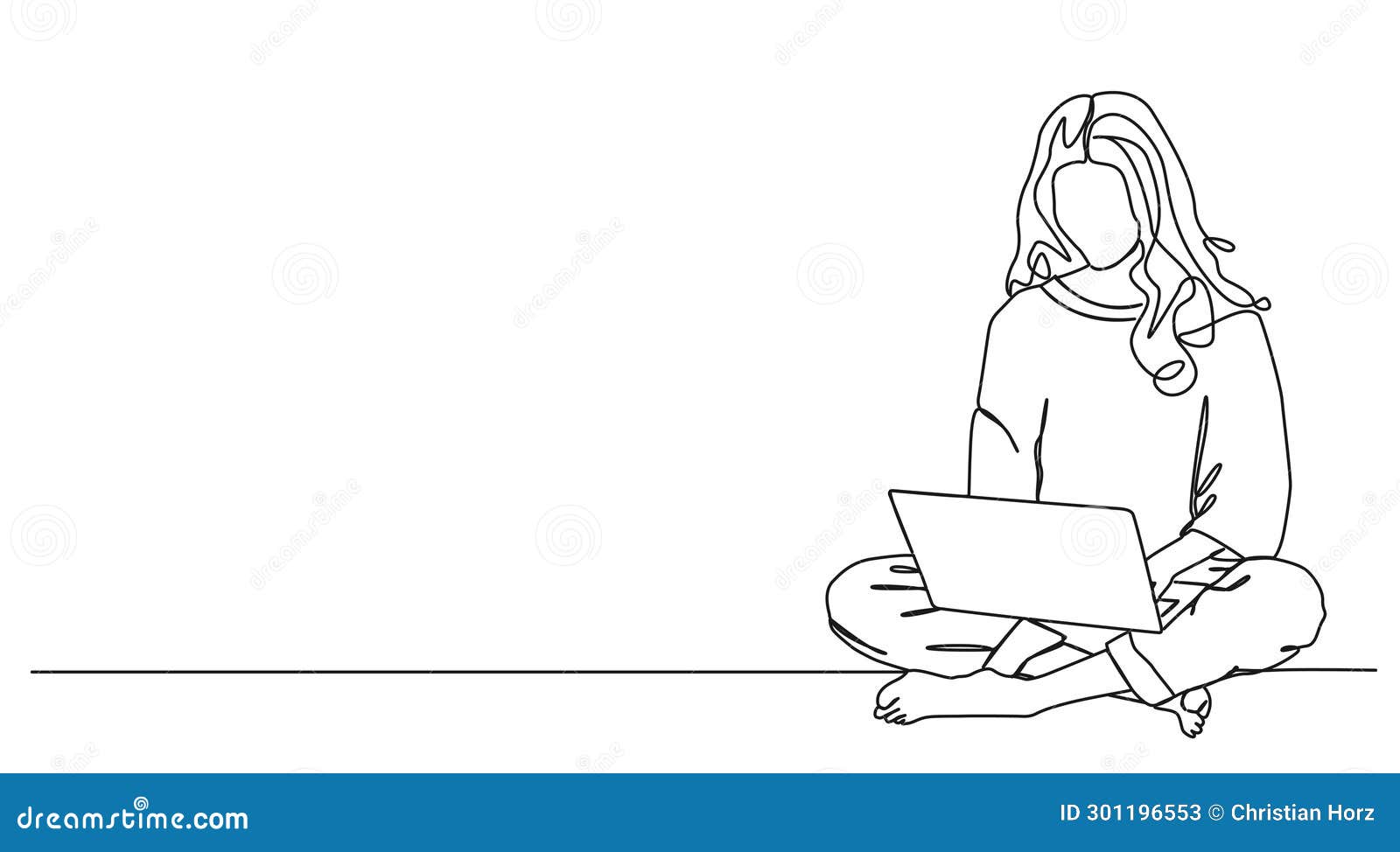 Single Line Drawing of Woman Sitting Cross-legged on Floor Using Laptop ... Single Line Drawing of Woman Sitting Cross-legged on Floor Using Laptop ...