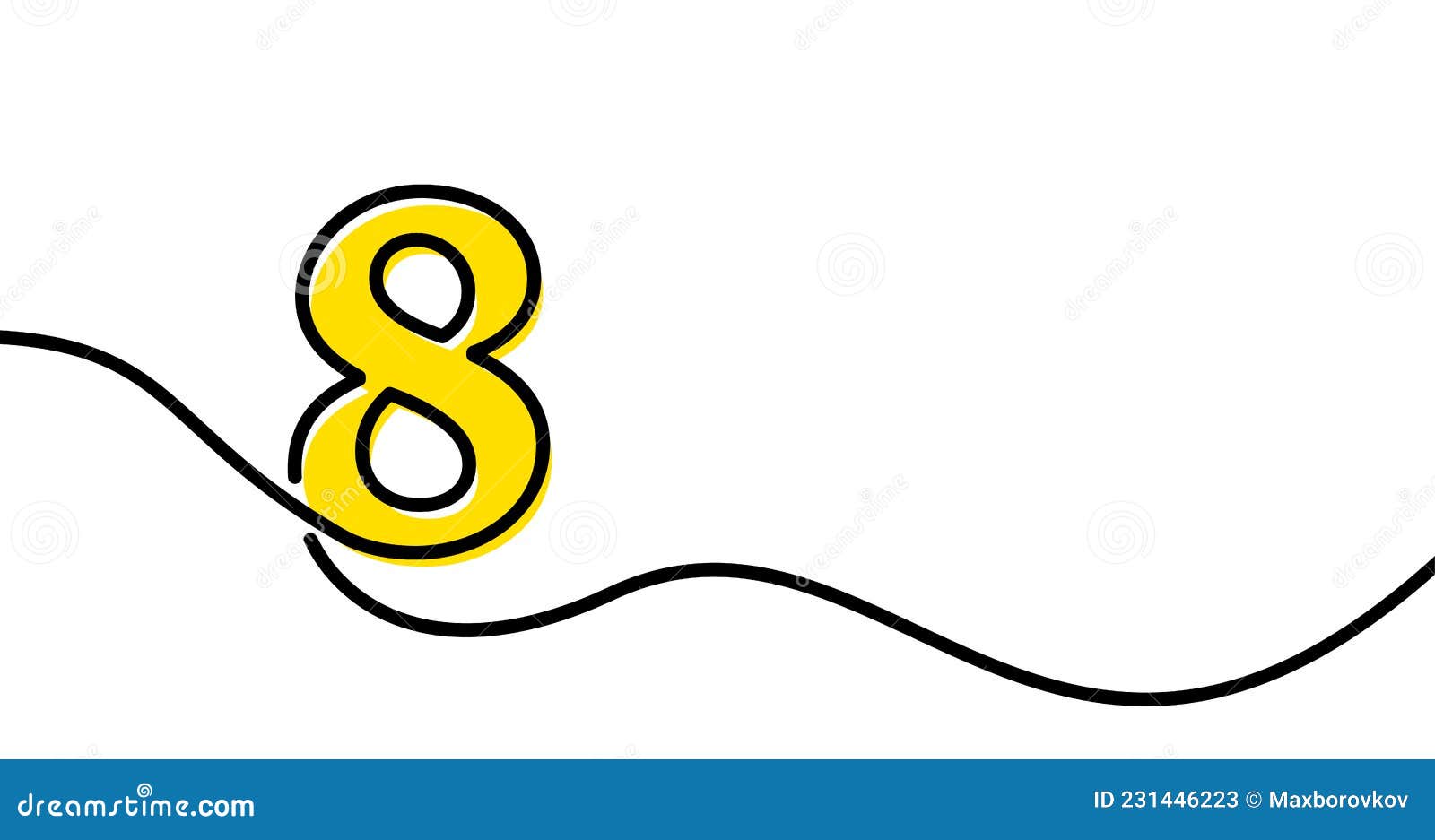 Single Line Drawn Eight 8 Number Stock Vector - Illustration of draw ...