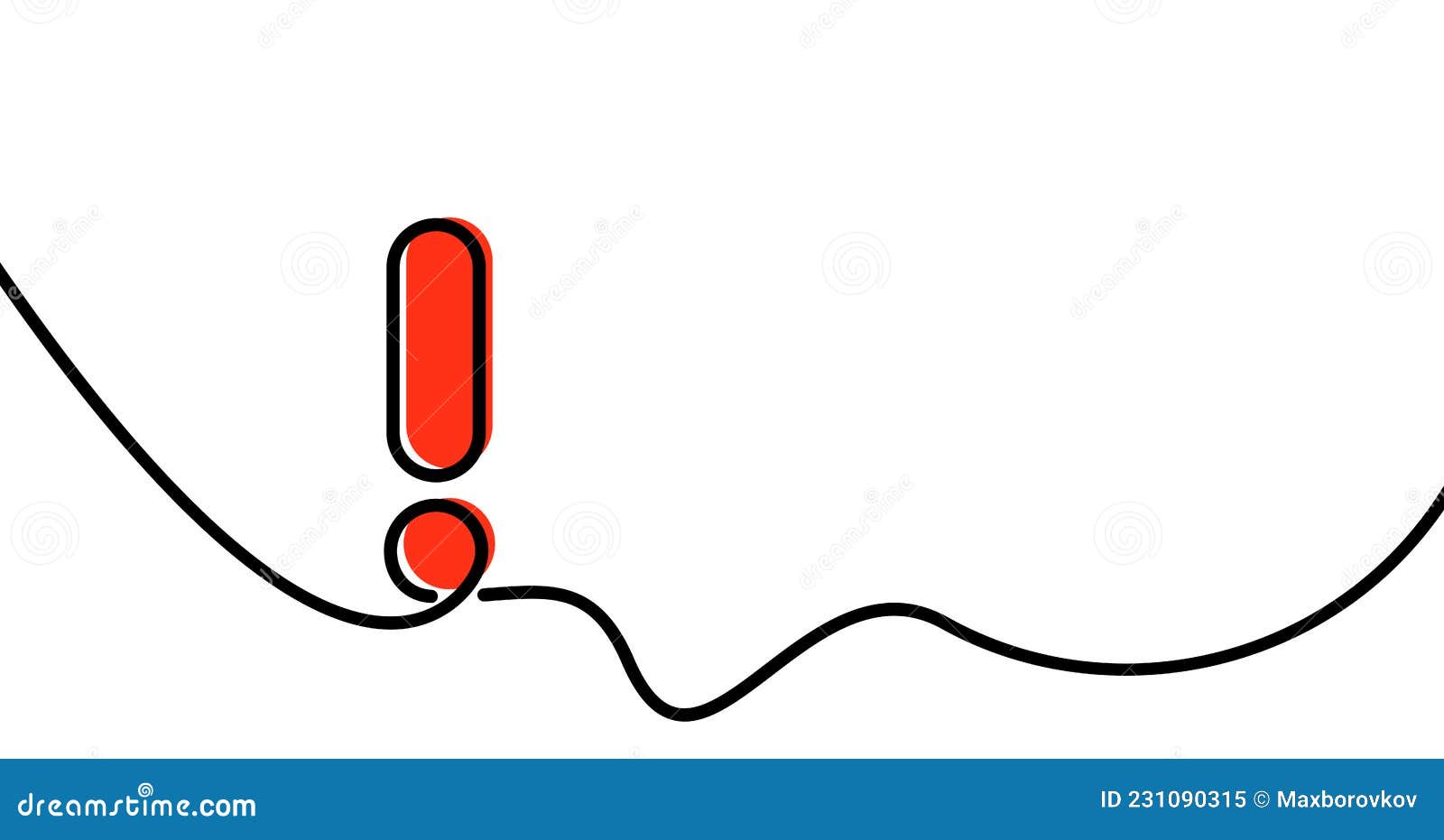 Single Line Drawn Exclamation Mark Stock Vector - Illustration of ...
