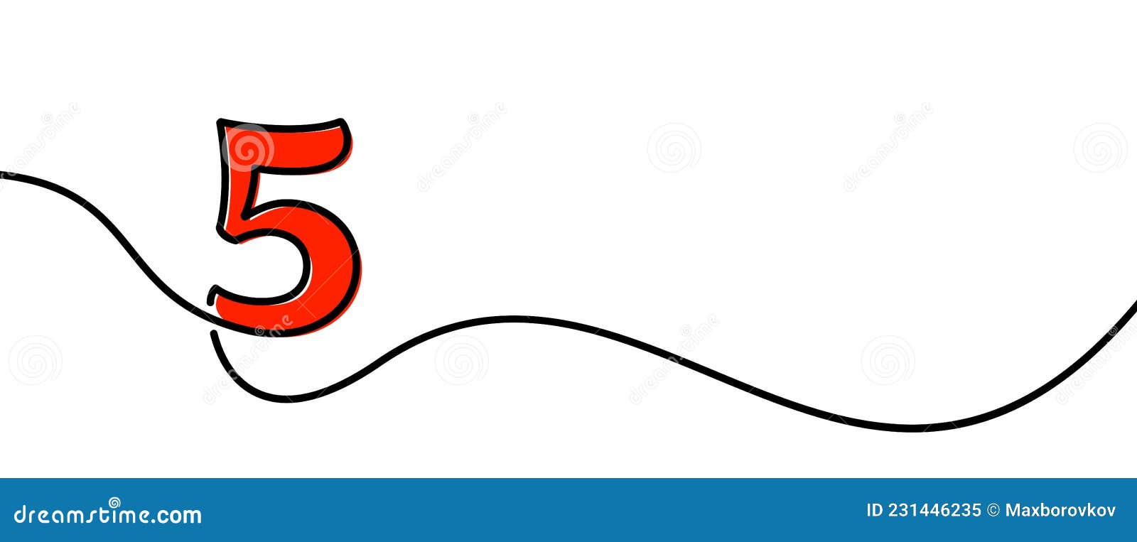 Single Line Drawn Five 5 Number Stock Vector - Illustration of number ...