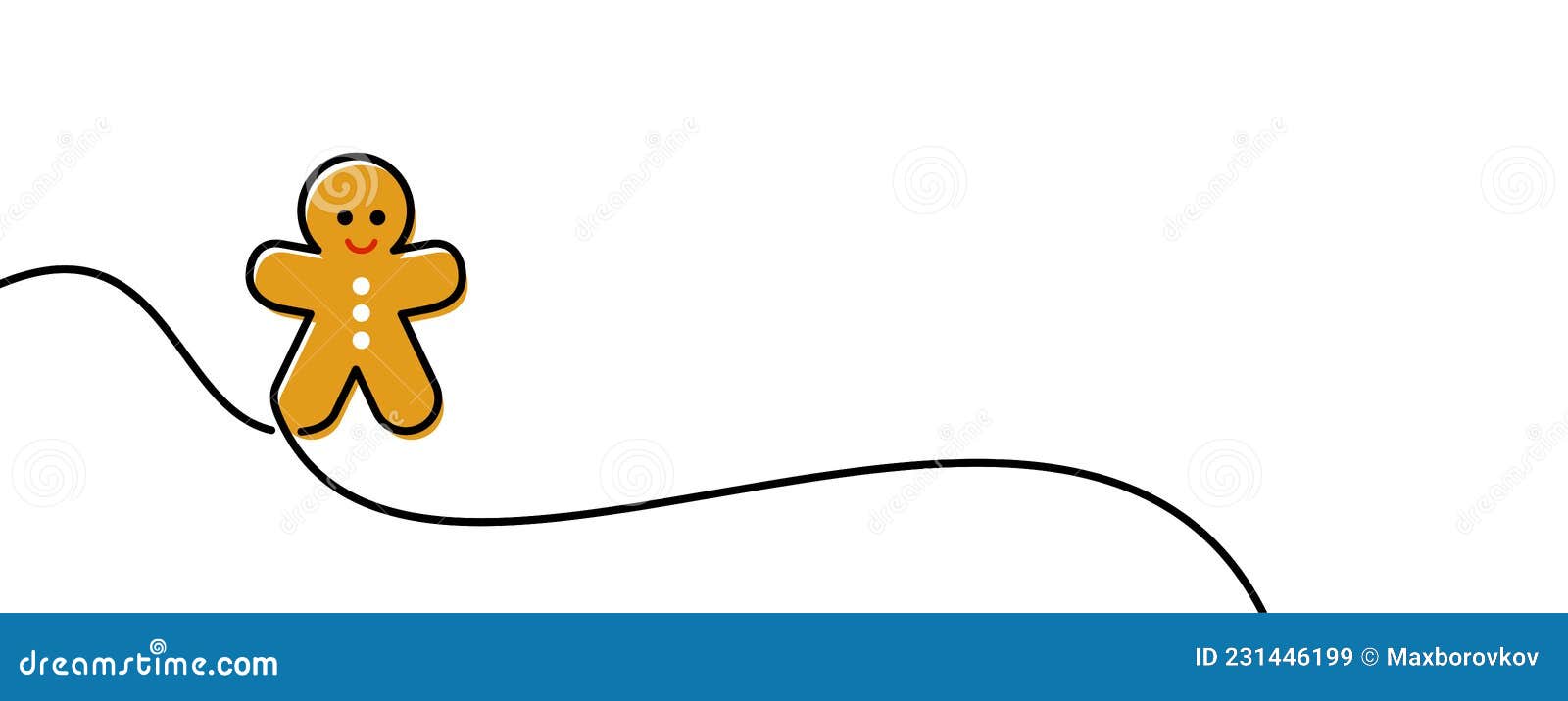 Single Line Drawn Gingerbread Man Stock Vector - Illustration of ...