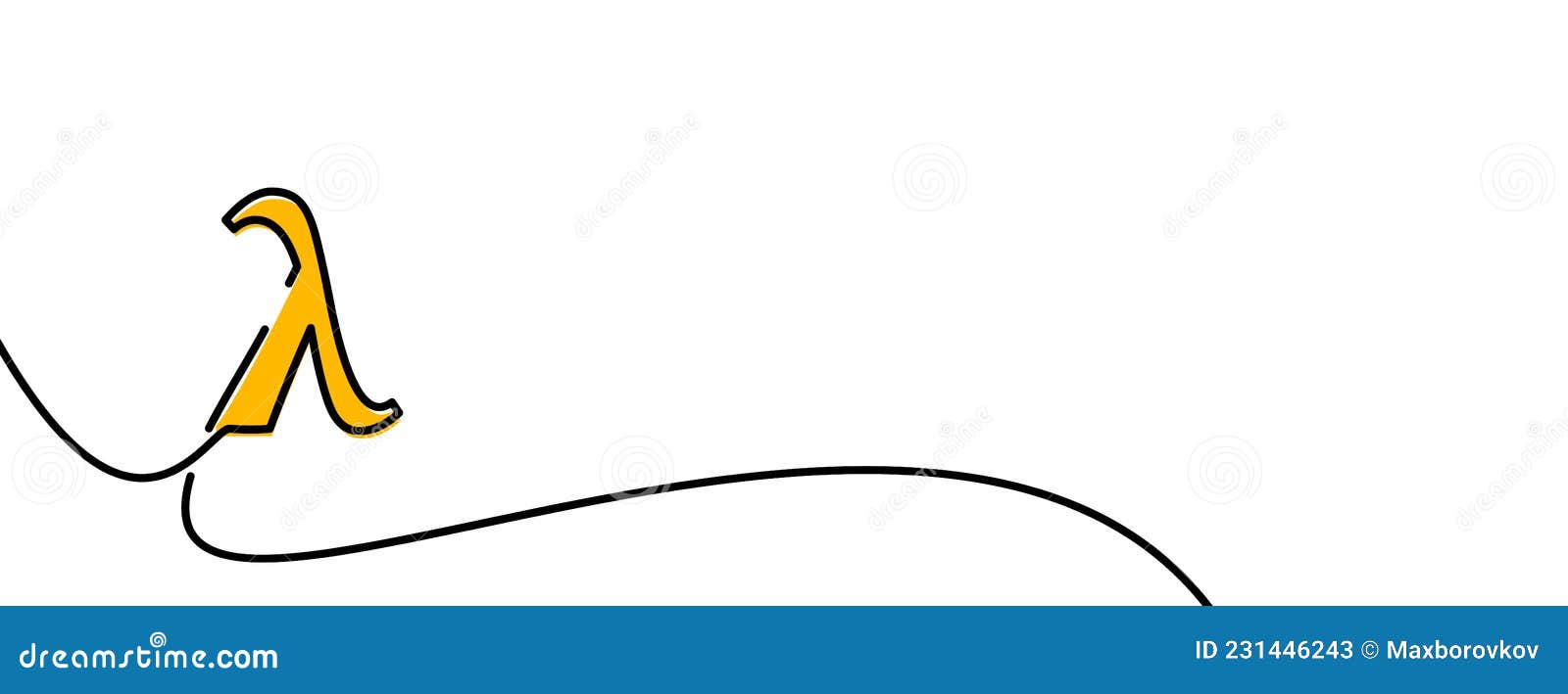 Single Line Drawn Greek Alphabet Lambda Outline Cartoon Vector ...