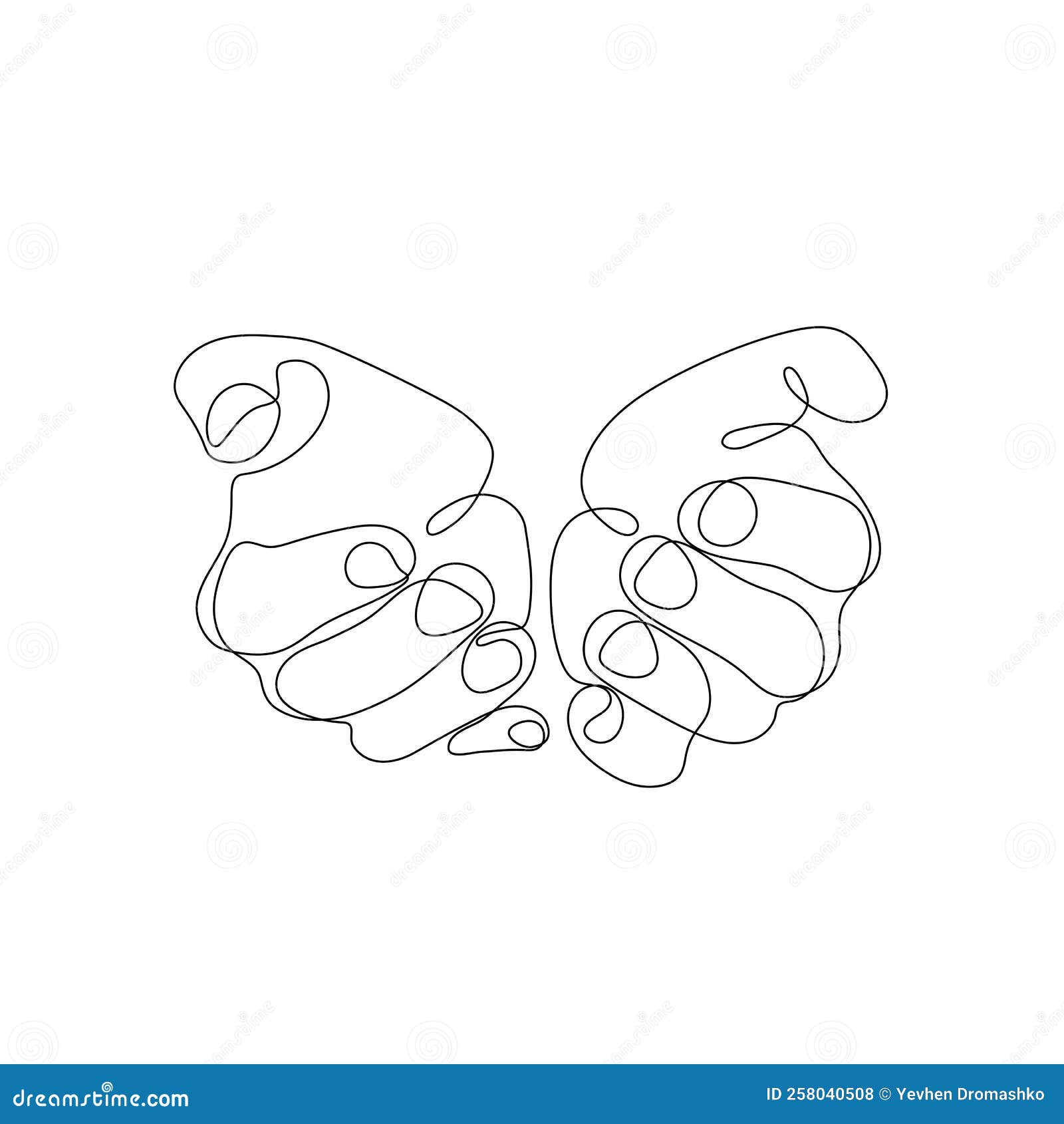 Single Line Drawn Hand Gestures, Minimalistic Human Praying Hands Sign ...