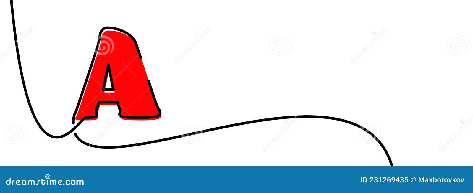 Single Line Drawn a Letter Outline Stock Vector - Illustration of ...