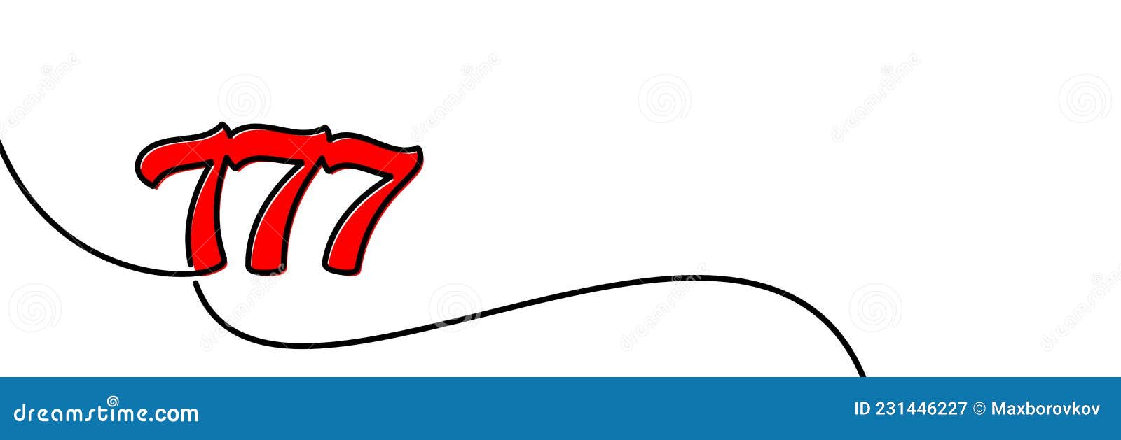 Single Line Drawn 777 Number Stock Vector - Illustration of outline ...