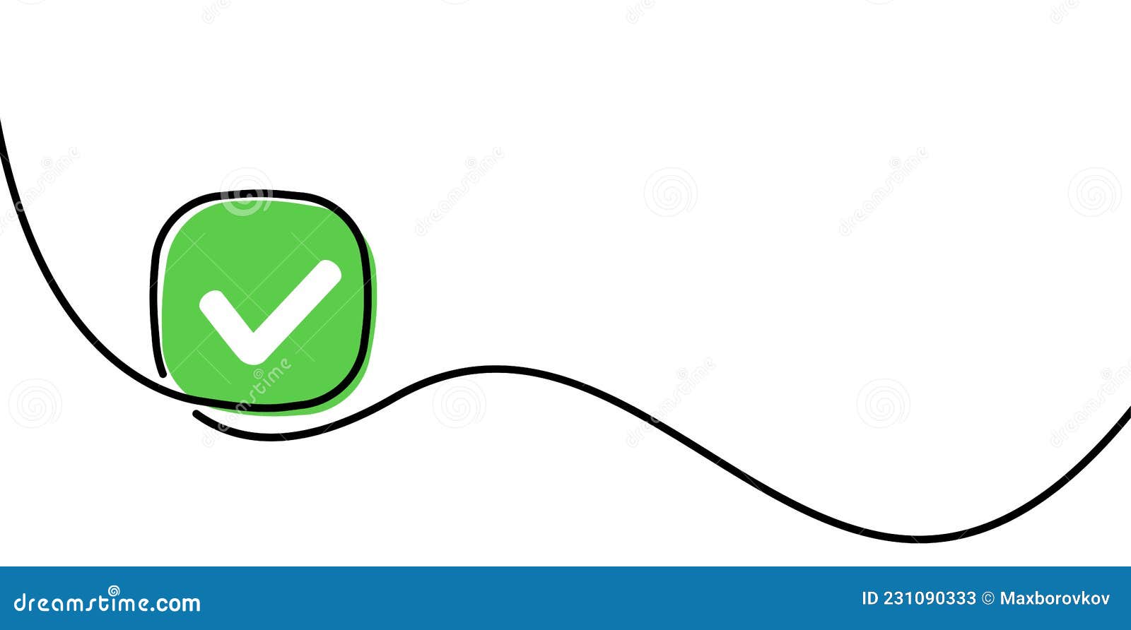 Single Line Drawn Ok Check Mark Sign Stock Vector - Illustration of ...