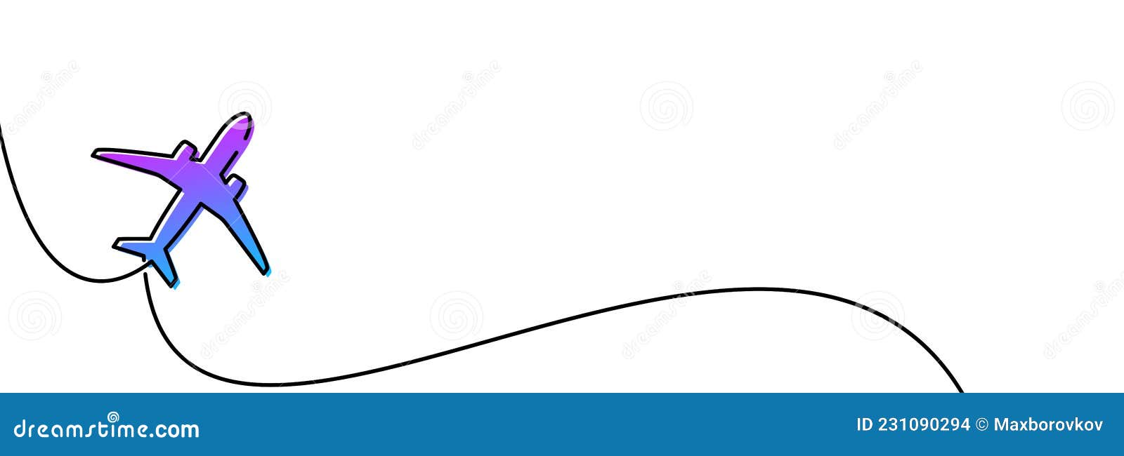 Single Line Drawn Outline of Gradient Airplane Stock Vector ...