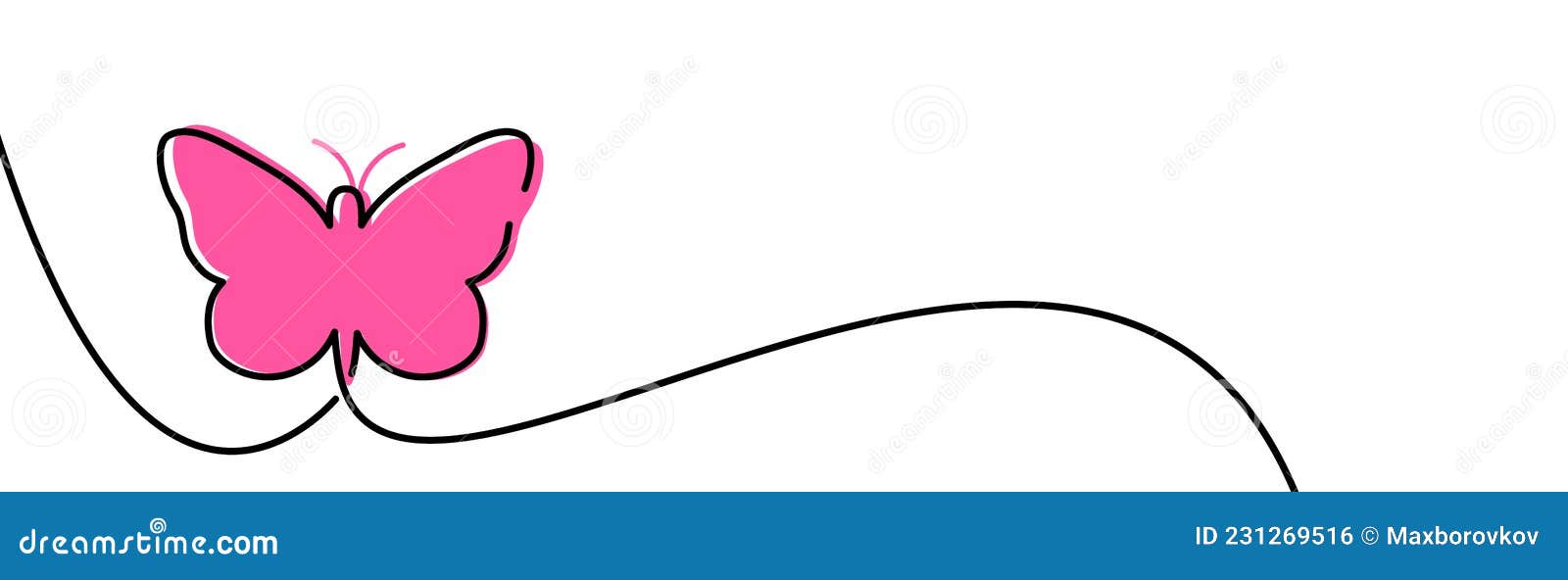 Single Line Drawn Pink Butterfly Stock Vector - Illustration of ...