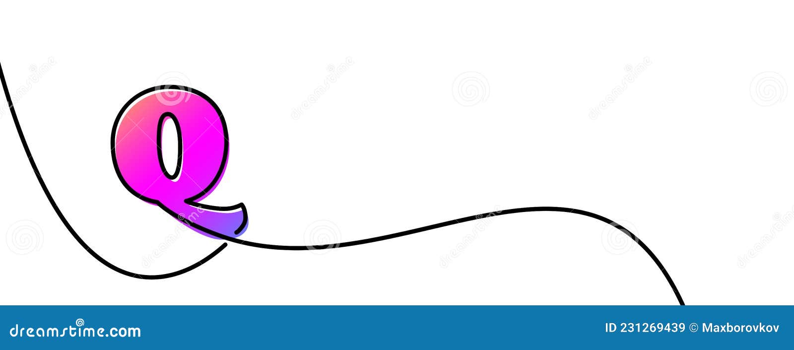 Single Line Drawn Q Letter Outline Stock Vector - Illustration of ...