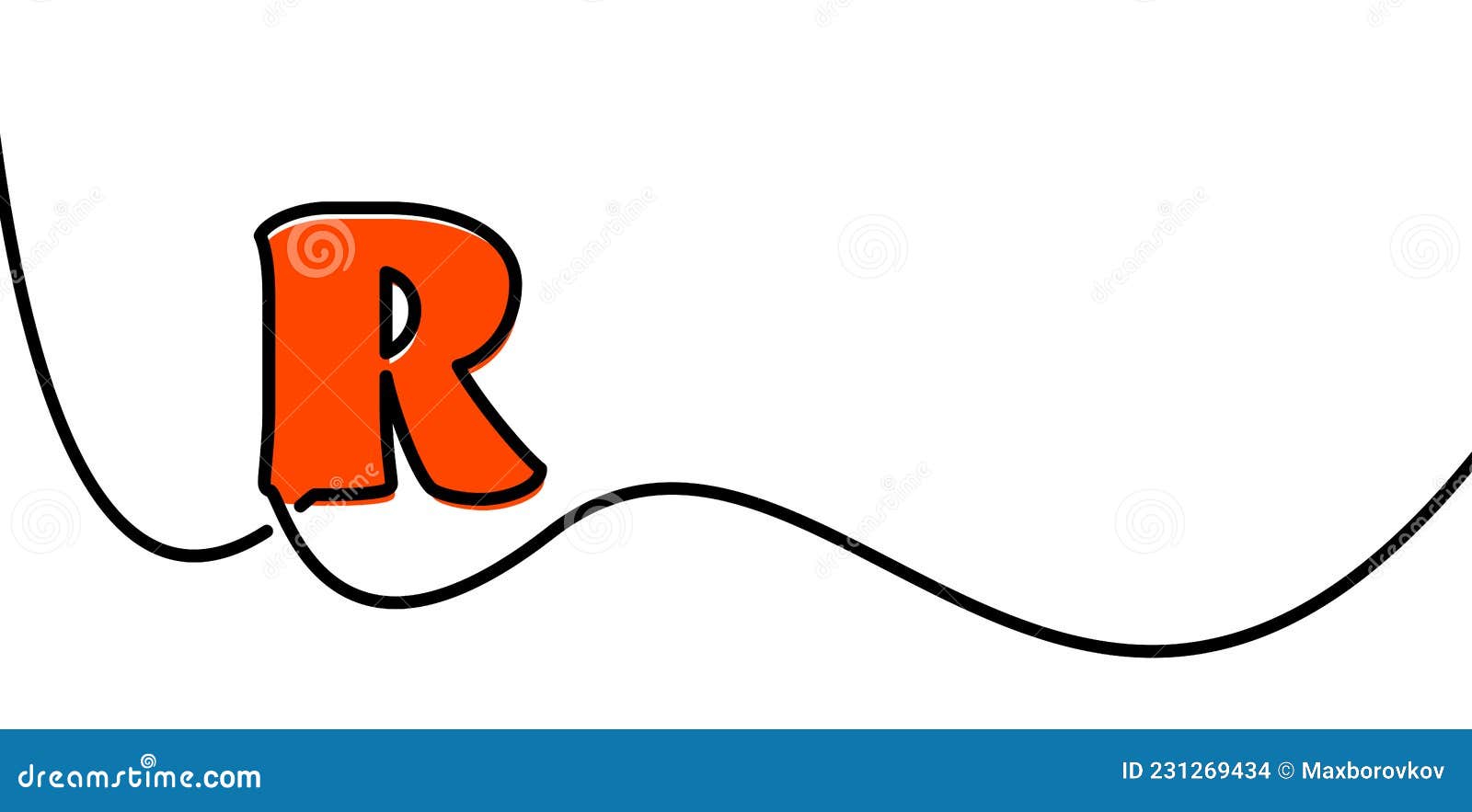 Single Line Drawn R Letter Outline Stock Vector - Illustration of latin ...