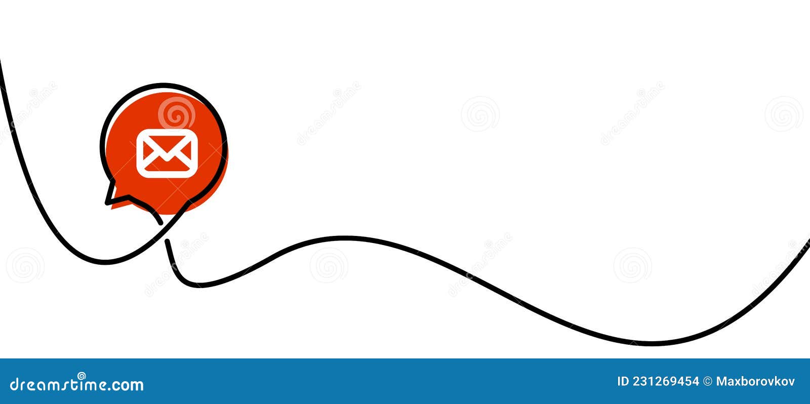 Single Line Drawn Red Bubble with Email Sign Stock Vector ...