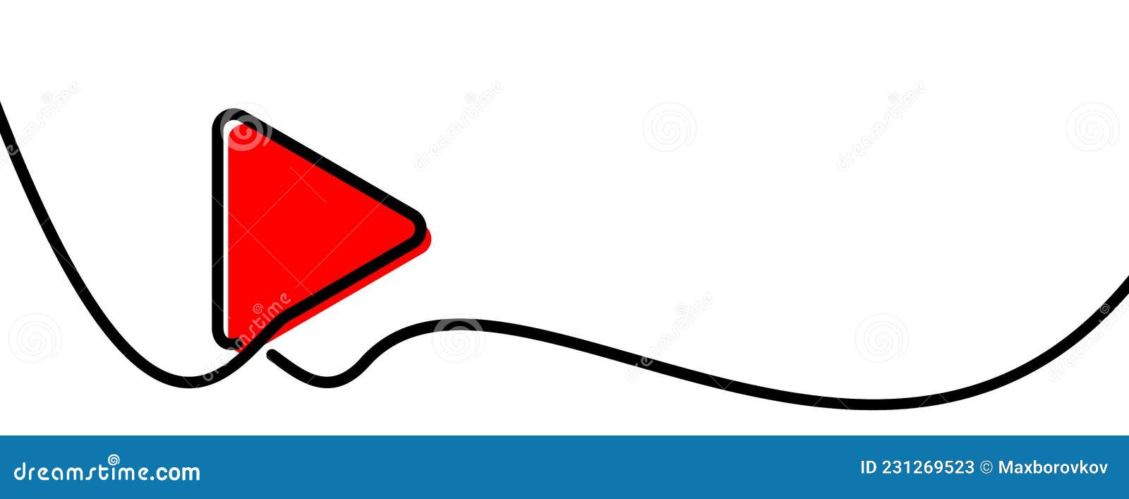 Single Line Drawn Red Play Sign Stock Vector - Illustration of button ...