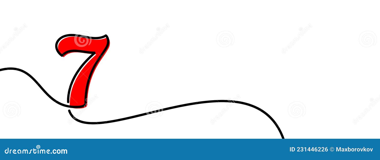 Single Line Drawn Seven 7 Number Stock Vector - Illustration of doodle ...
