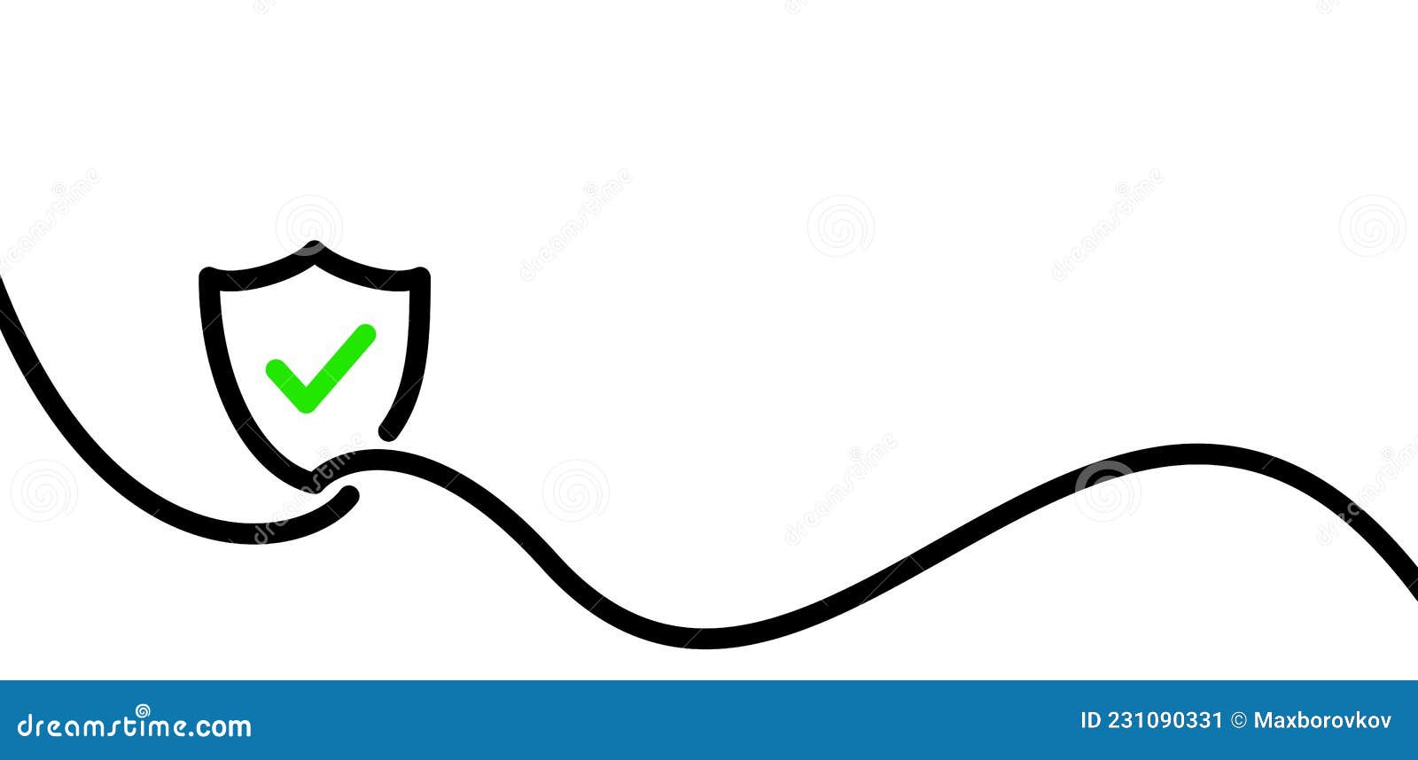 Single Line Drawn Shield with Tick Stock Vector - Illustration of ...