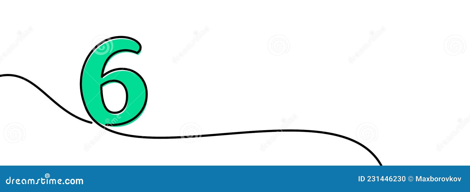 Single Line Drawn Six 6 Number Stock Vector - Illustration of creative ...
