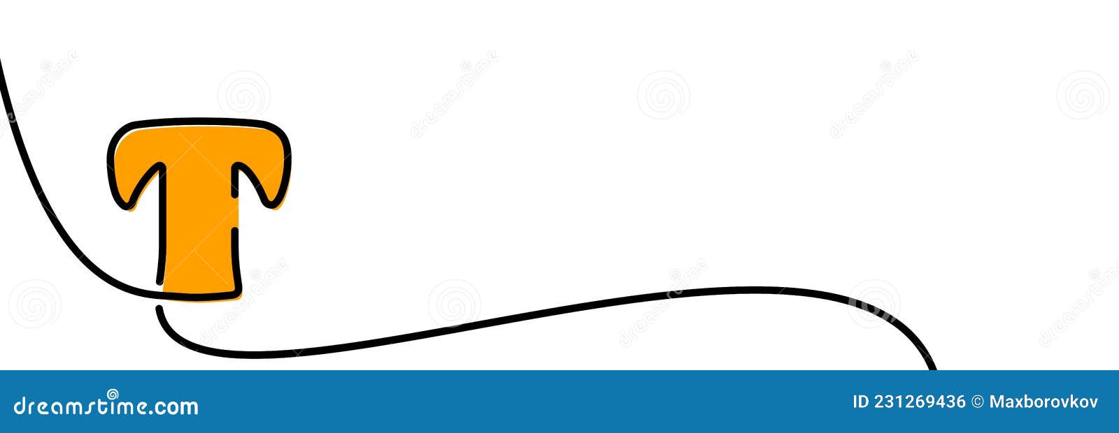 Single Line Drawn T Letter Outline Stock Vector - Illustration of ...