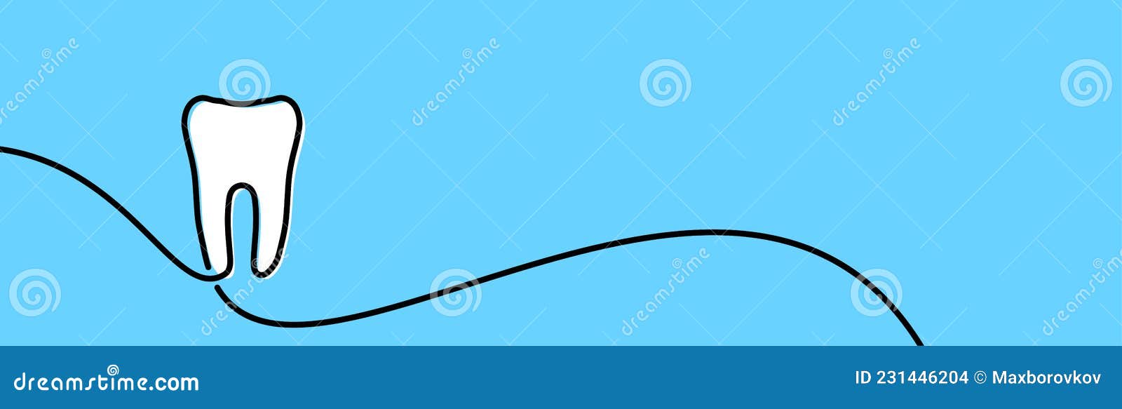 Single Line Drawn Tooth Outline Vector Illustration | CartoonDealer.com ...