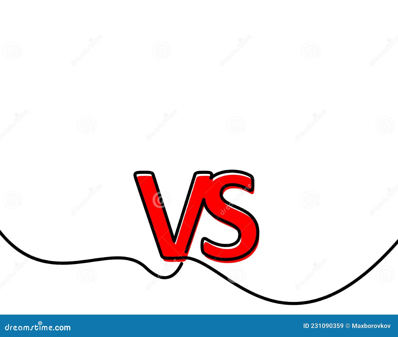 Single Line Drawn Vs Versus Sign Stock Vector - Illustration of ...