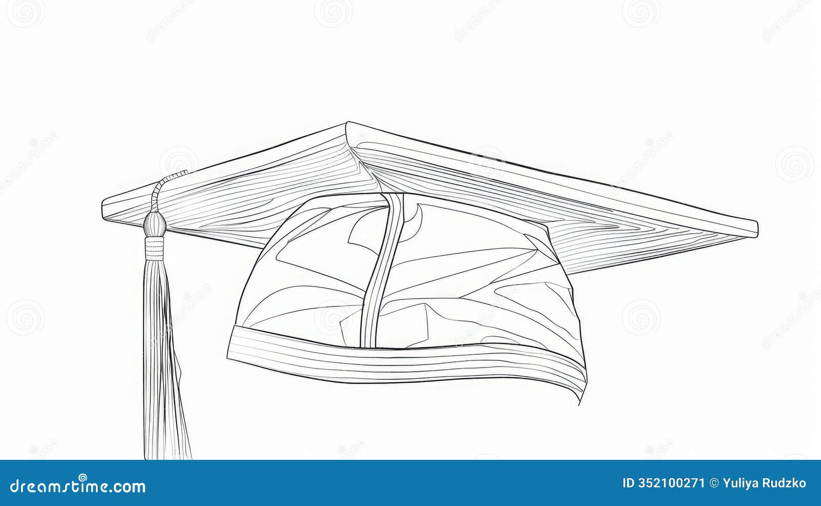 Single Line Graduation Cap Sketch Stock Illustration - Illustration of ...