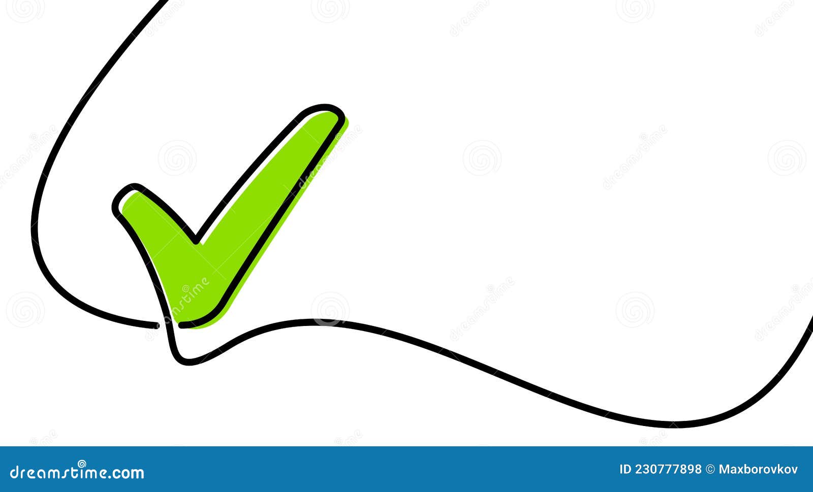 Single Line Green Check Mark Drawing Vector Illustration ...