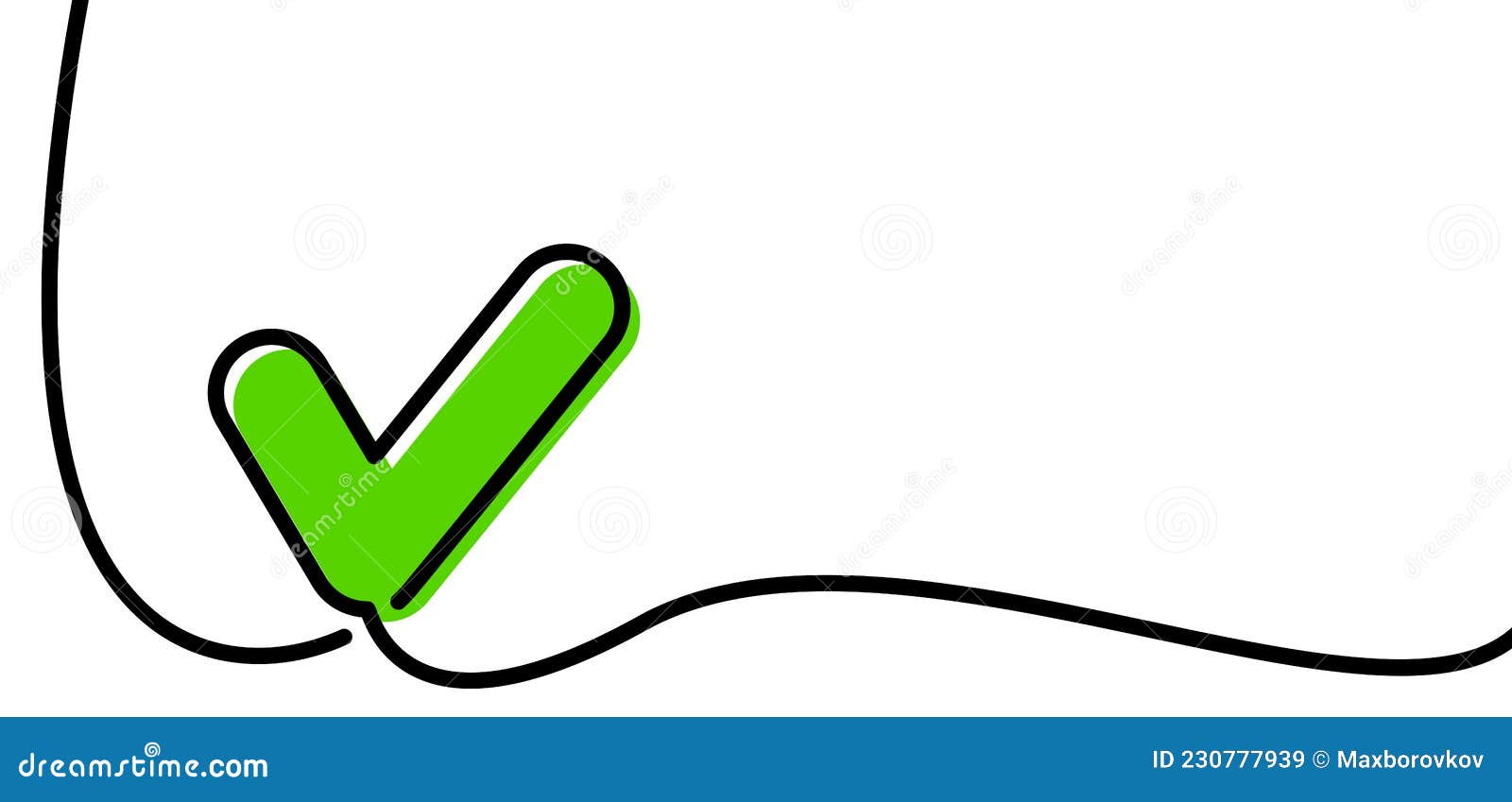 Single Line Green Check Mark Drawing Stock Vector - Illustration of ...