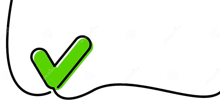 Single Line Green Check Mark Drawing Stock Vector - Illustration of ...